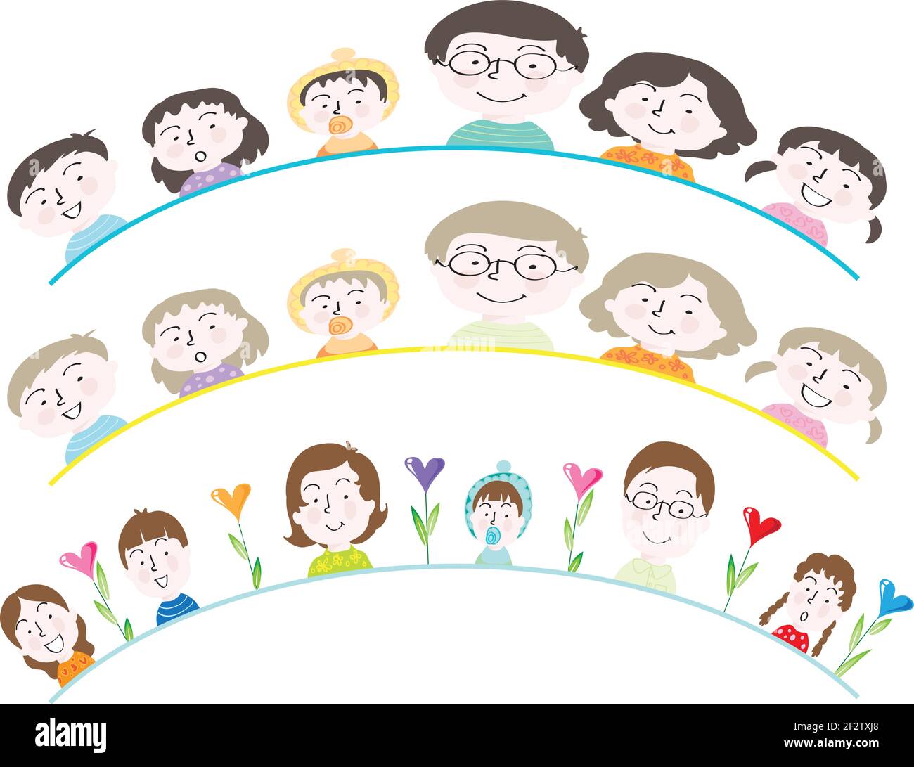 vector cartoon family border frame card background Stock Vector Image ...