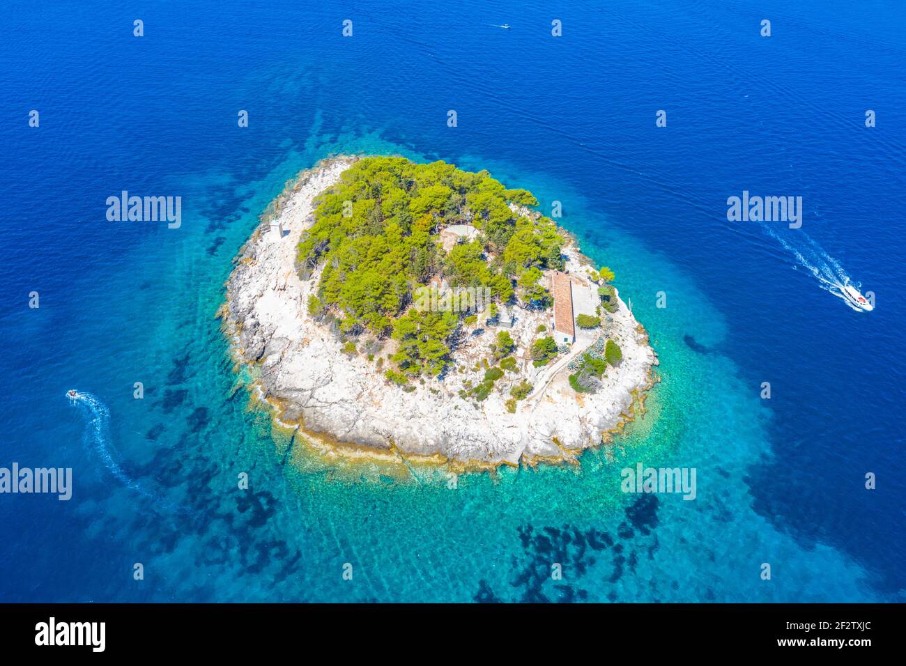 Aerial view of Croatian town Hvar Stock Photo - Alamy