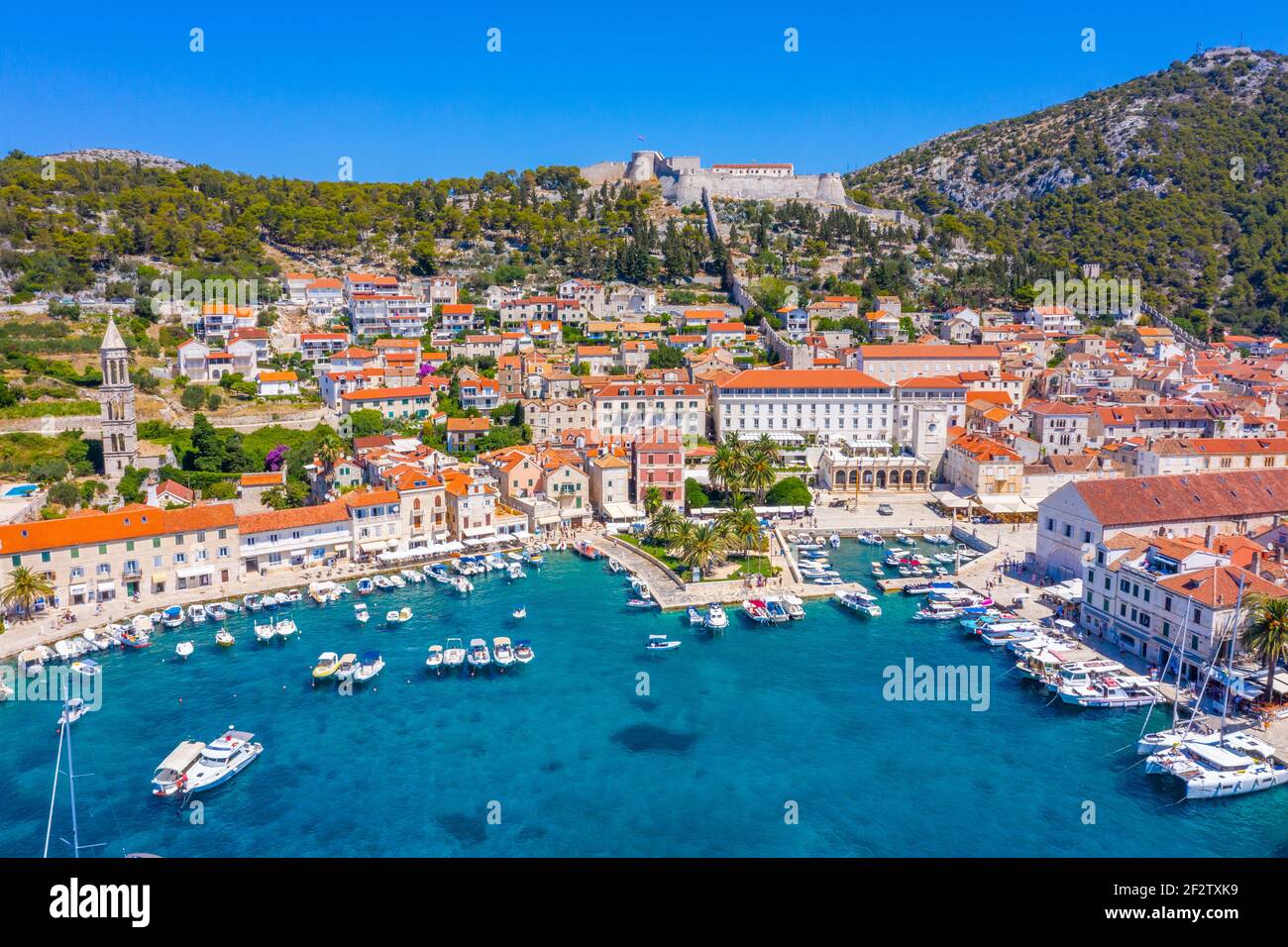 Aerial view of Croatian town Hvar Stock Photo - Alamy