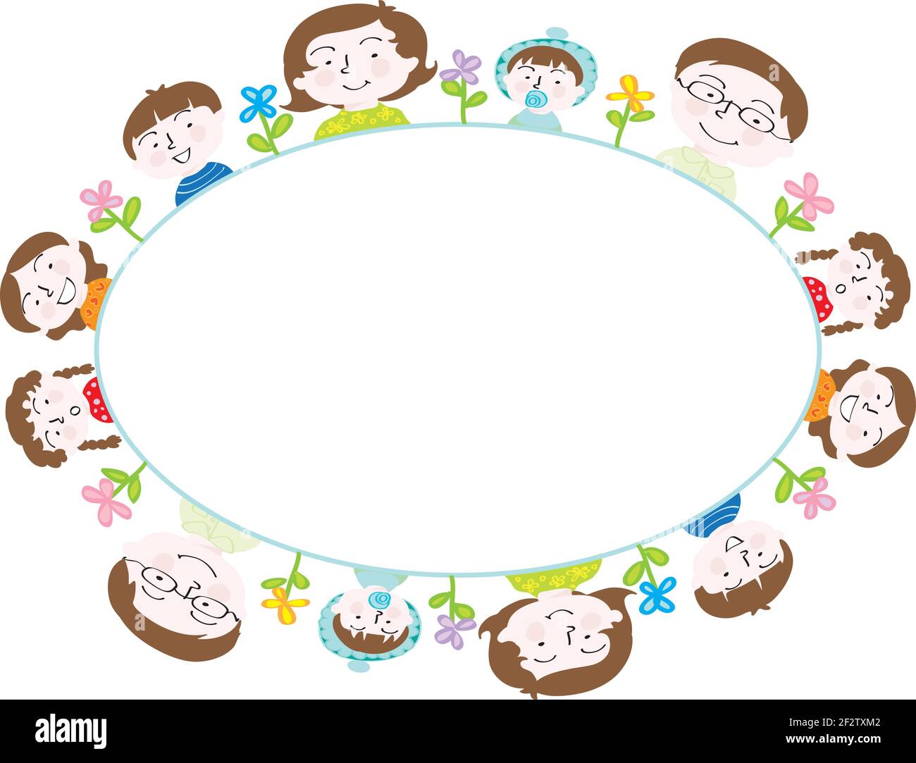 vector cartoon family border frame card background Stock Vector Image ...