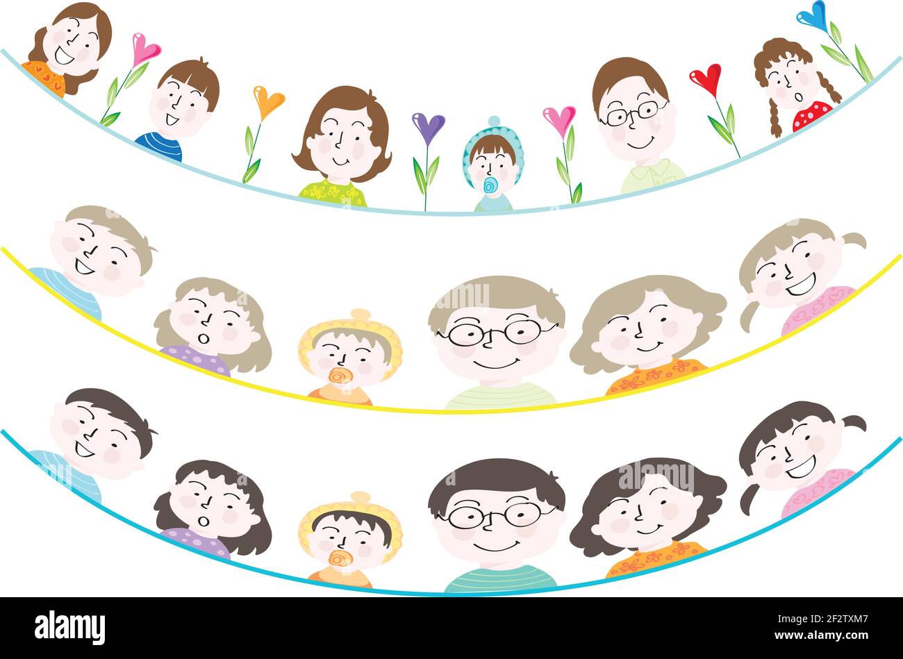 vector cartoon family border frame card background Stock Vector Image ...