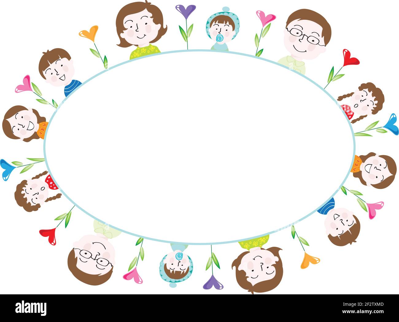 vector cartoon family border frame card background Stock Vector Image ...