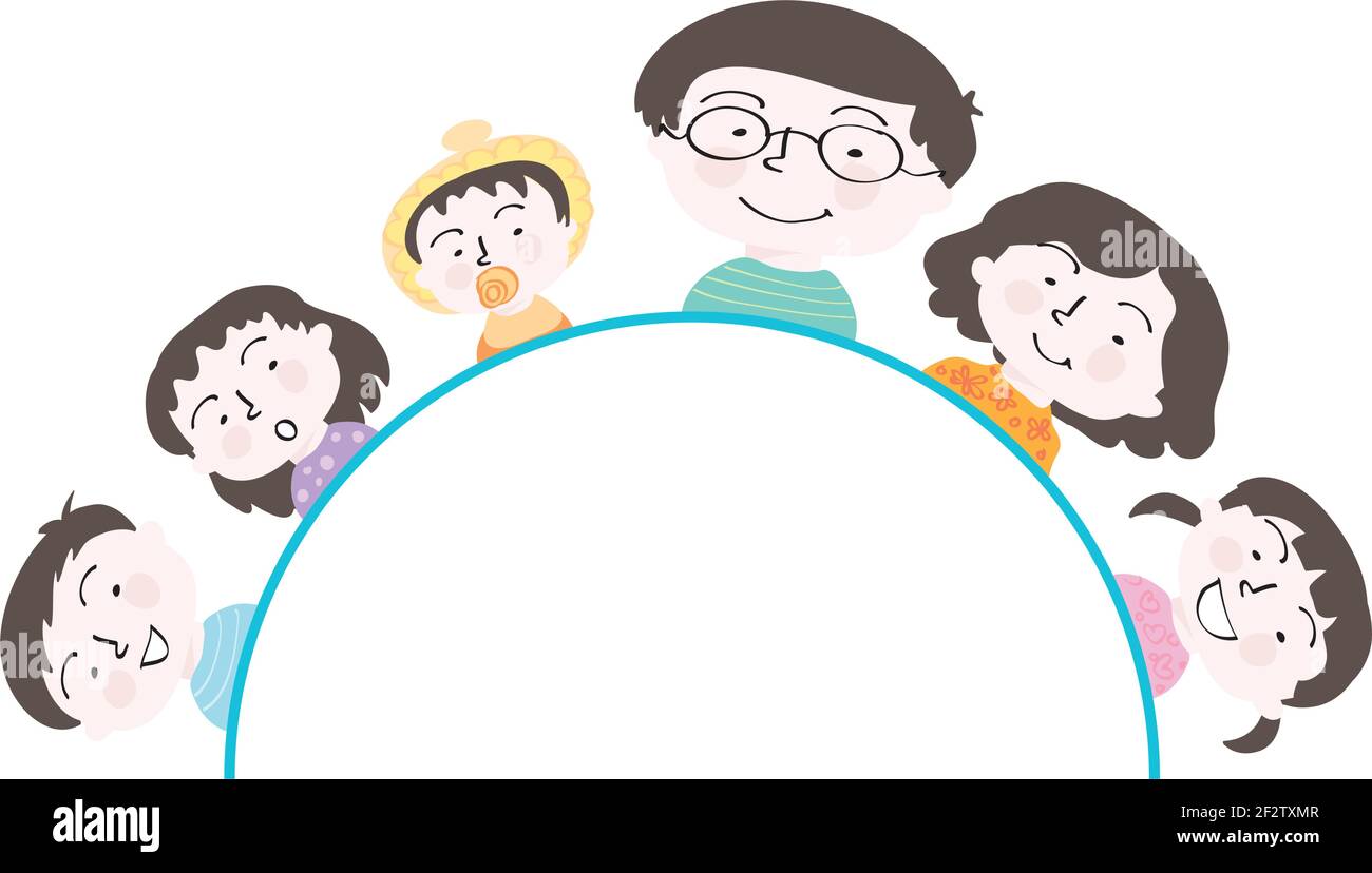 vector cartoon family border frame card background Stock Vector Image ...