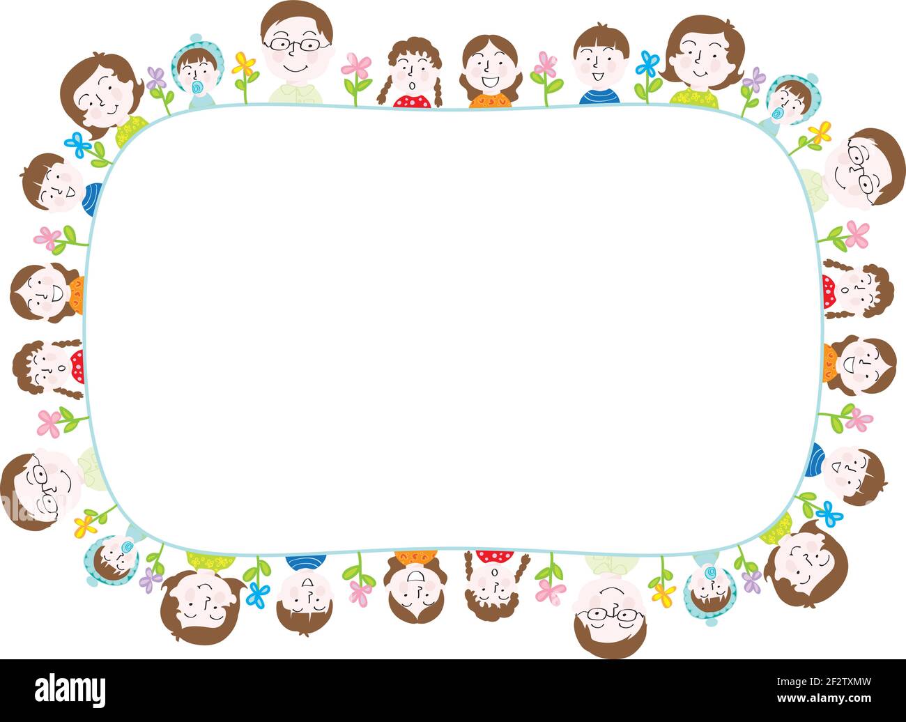 vector cartoon family border frame card background Stock Vector Image ...