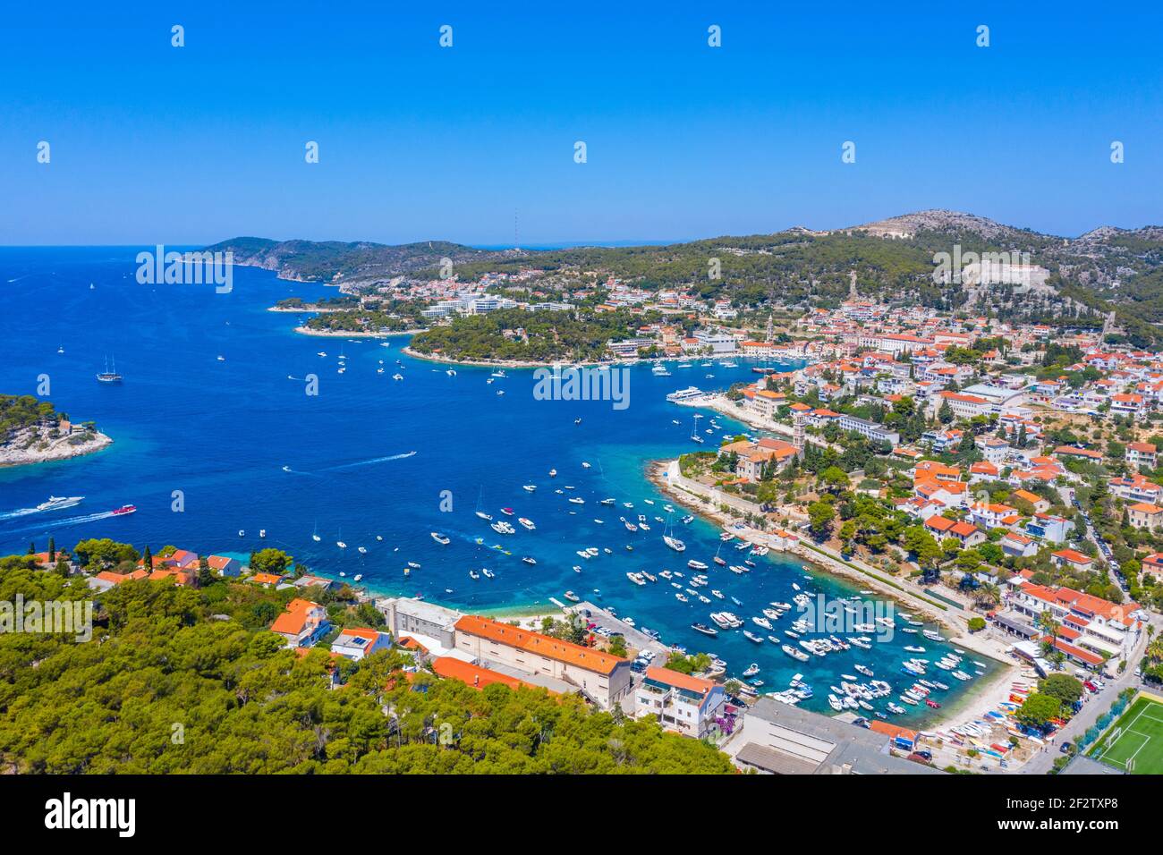 Aerial view of Croatian town Hvar Stock Photo - Alamy