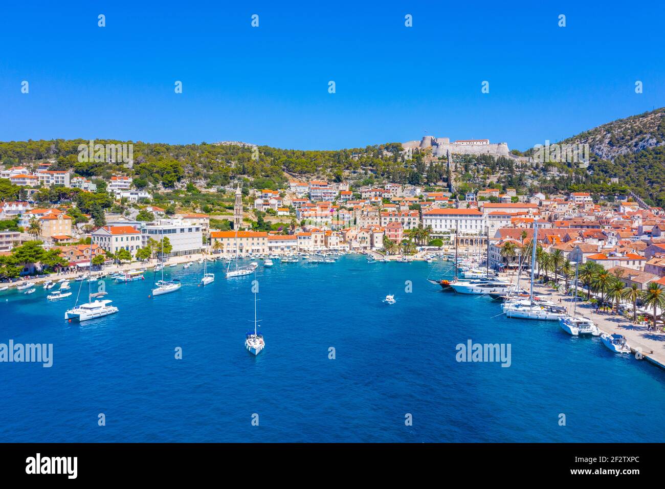 Aerial view of Croatian town Hvar Stock Photo - Alamy