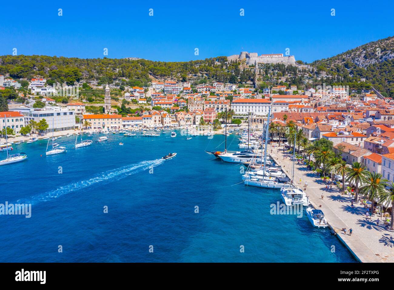 Aerial view of Croatian town Hvar Stock Photo - Alamy