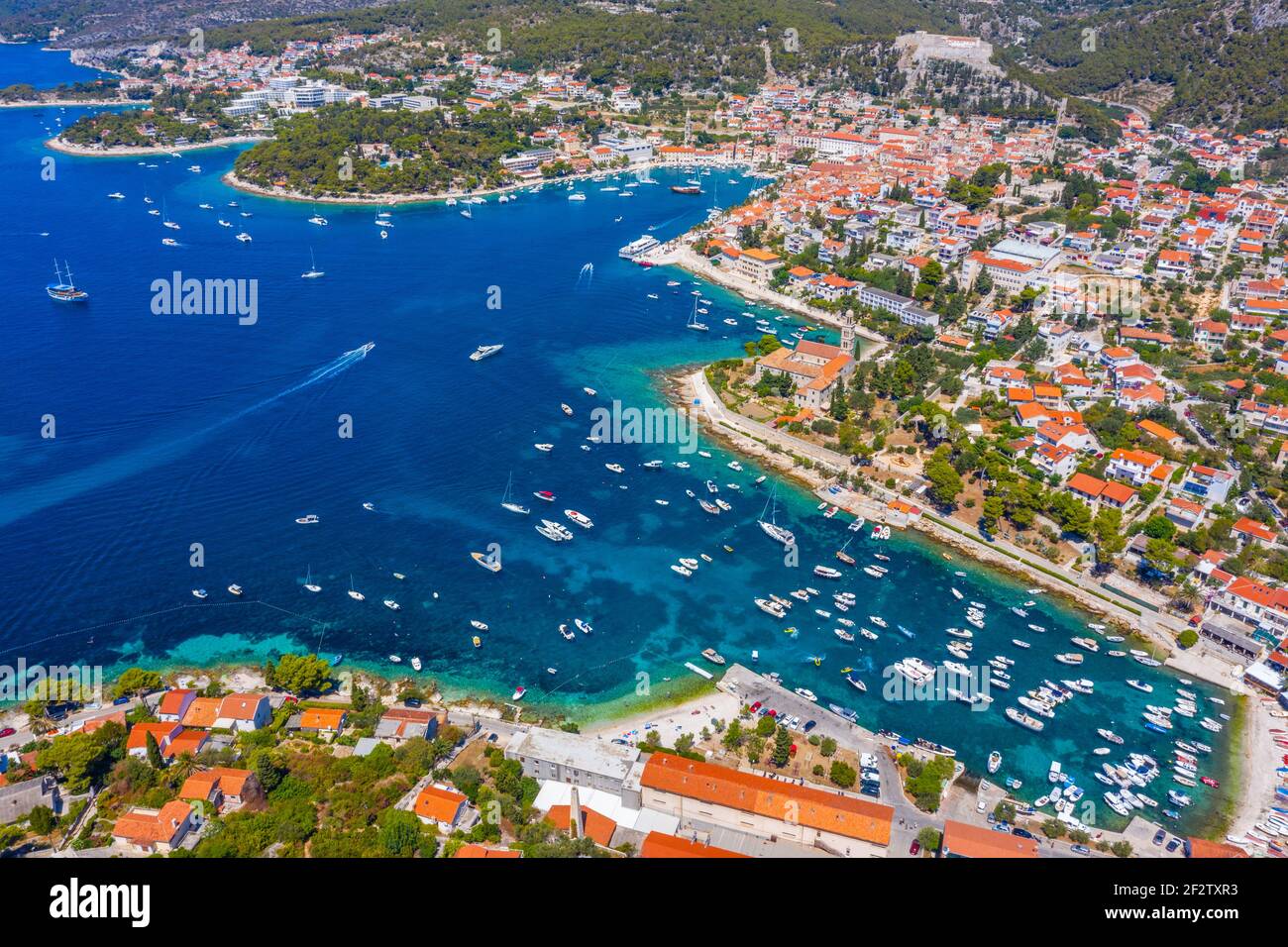 Aerial view of Croatian town Hvar Stock Photo - Alamy