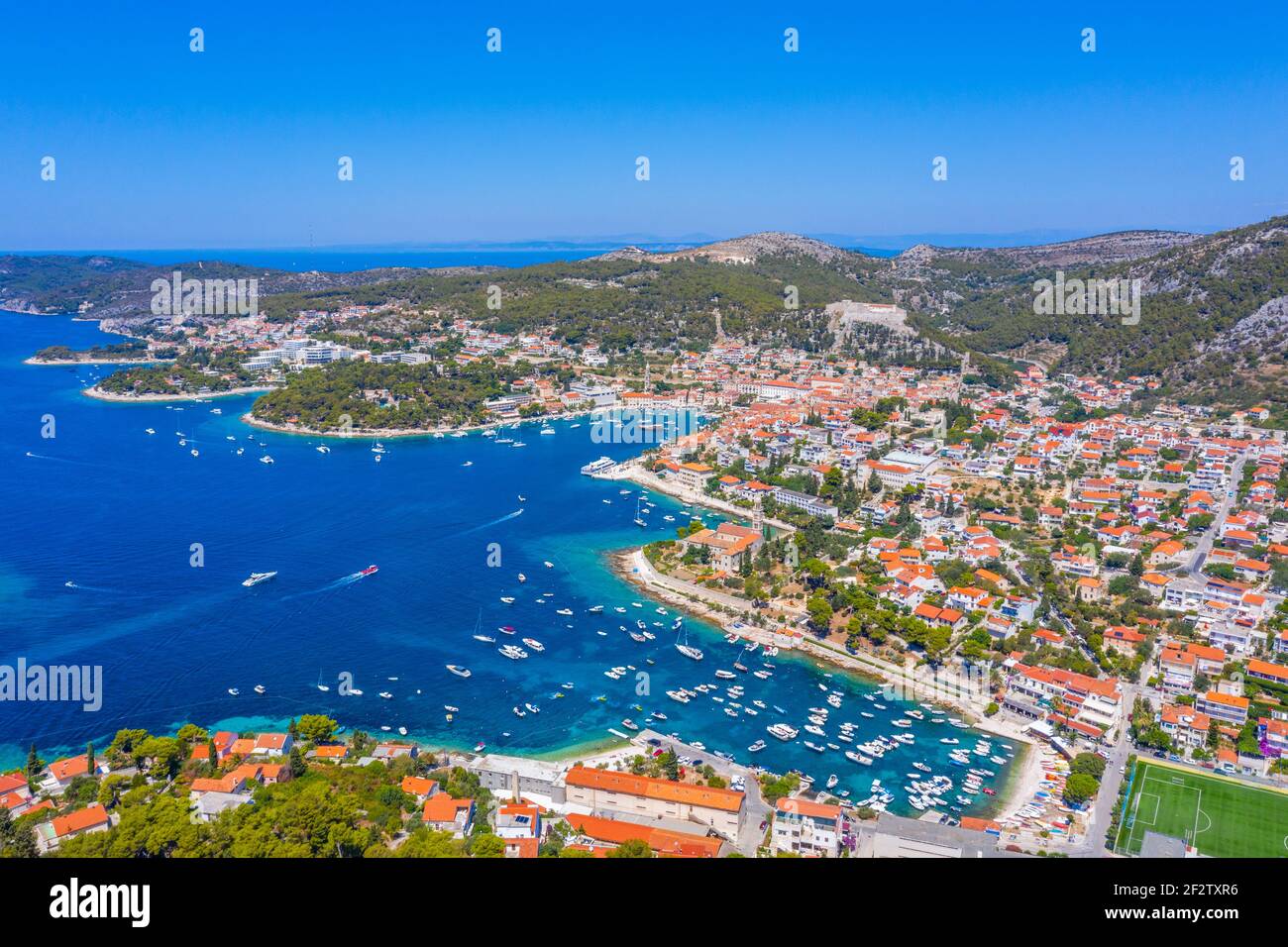 Aerial view of Croatian town Hvar Stock Photo - Alamy