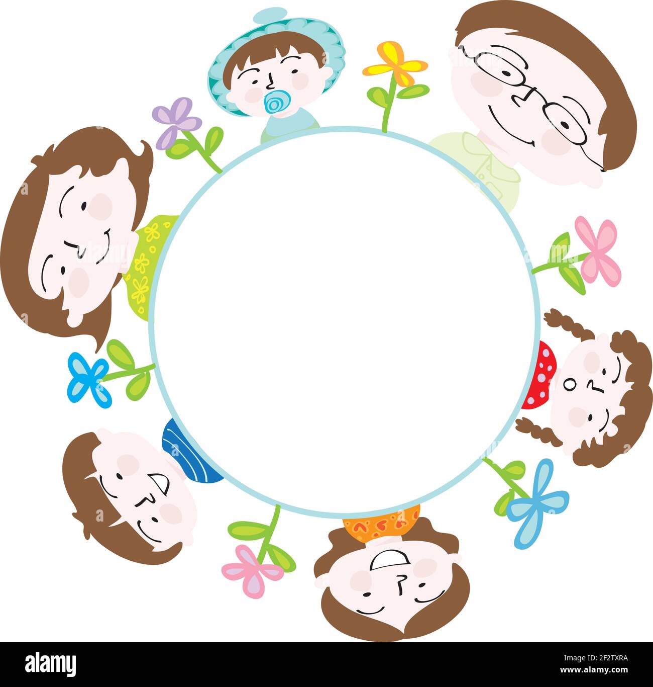 vector cartoon family border frame card background Stock Vector Image ...