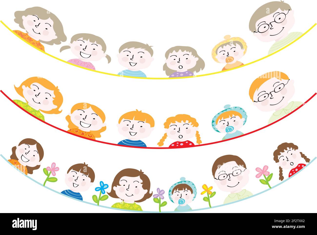 vector cartoon family border frame card background Stock Vector Image ...