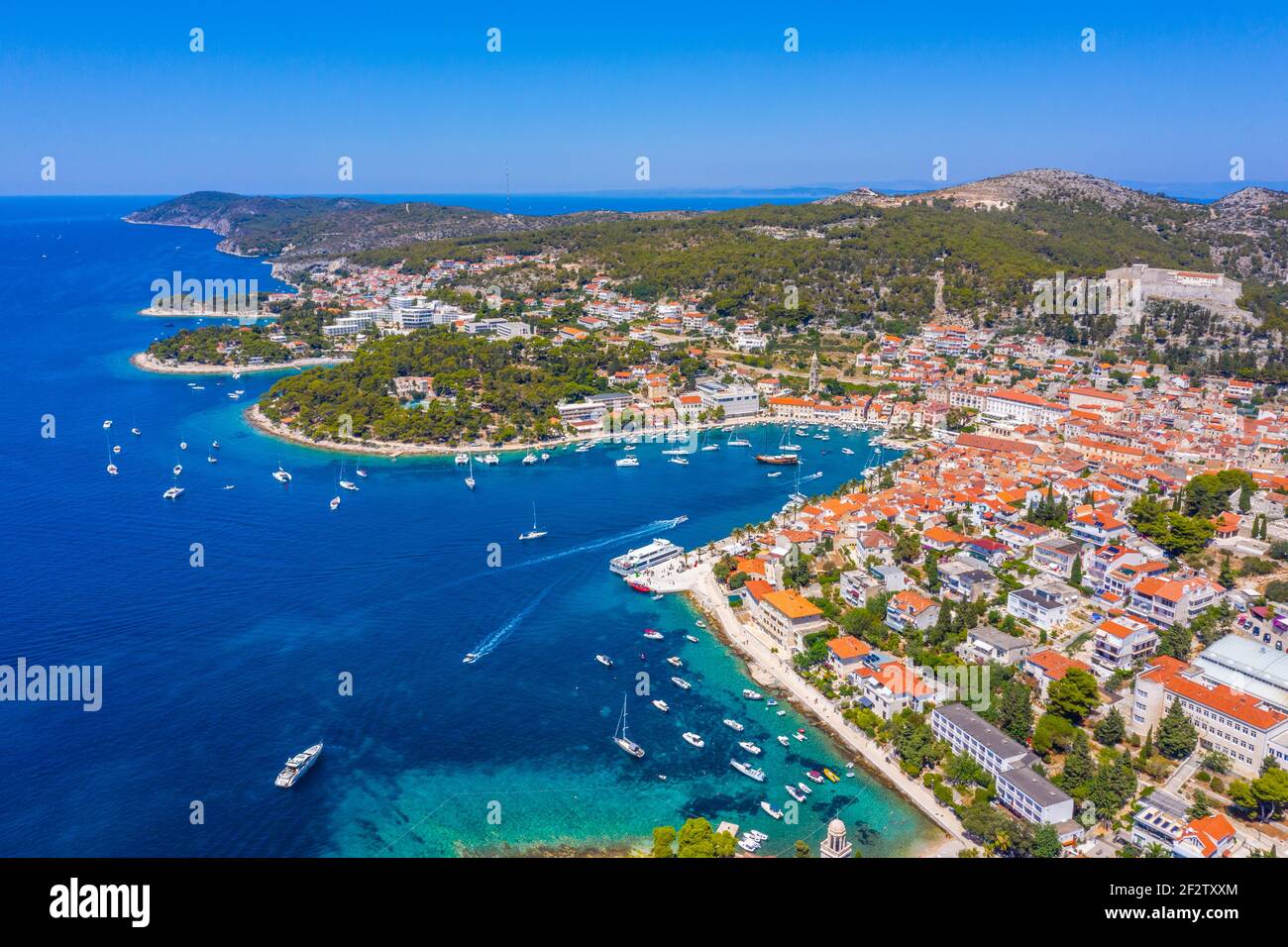 Aerial view of Croatian town Hvar Stock Photo - Alamy