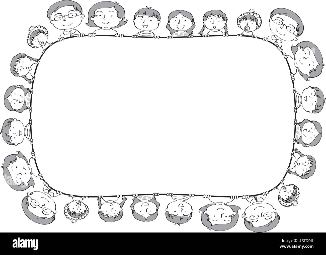 vector cartoon family border frame card background Stock Vector Image ...