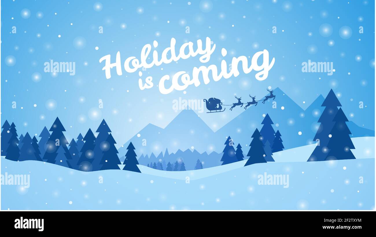 Winter blue background with Santa Claus on the sky vector illustration ...