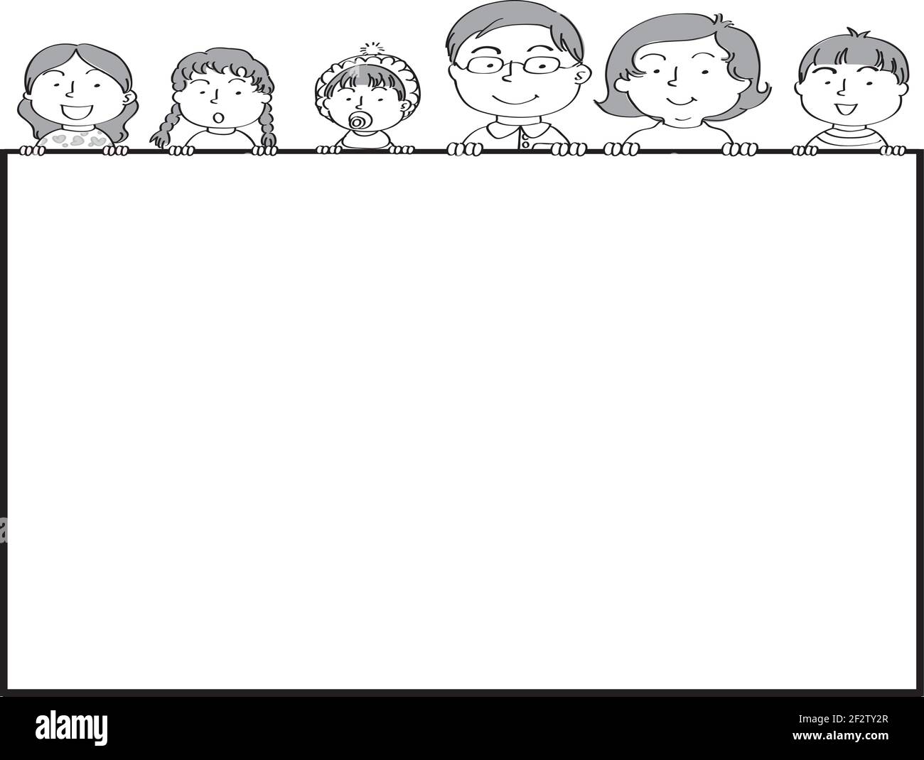 vector cartoon family border frame card background Stock Vector Image ...