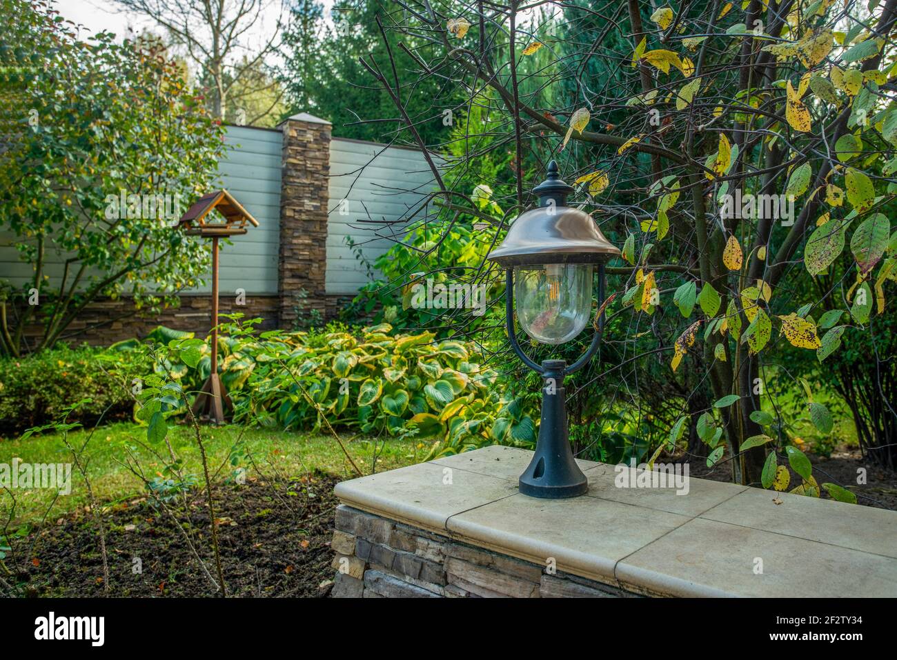 Electric lamp - lighting in the garden of a Russian dacha in the Moscow ...