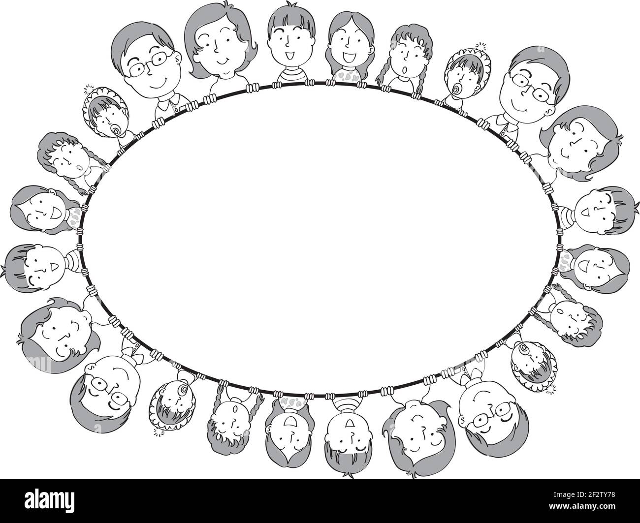 vector cartoon family border frame card background Stock Vector Image ...