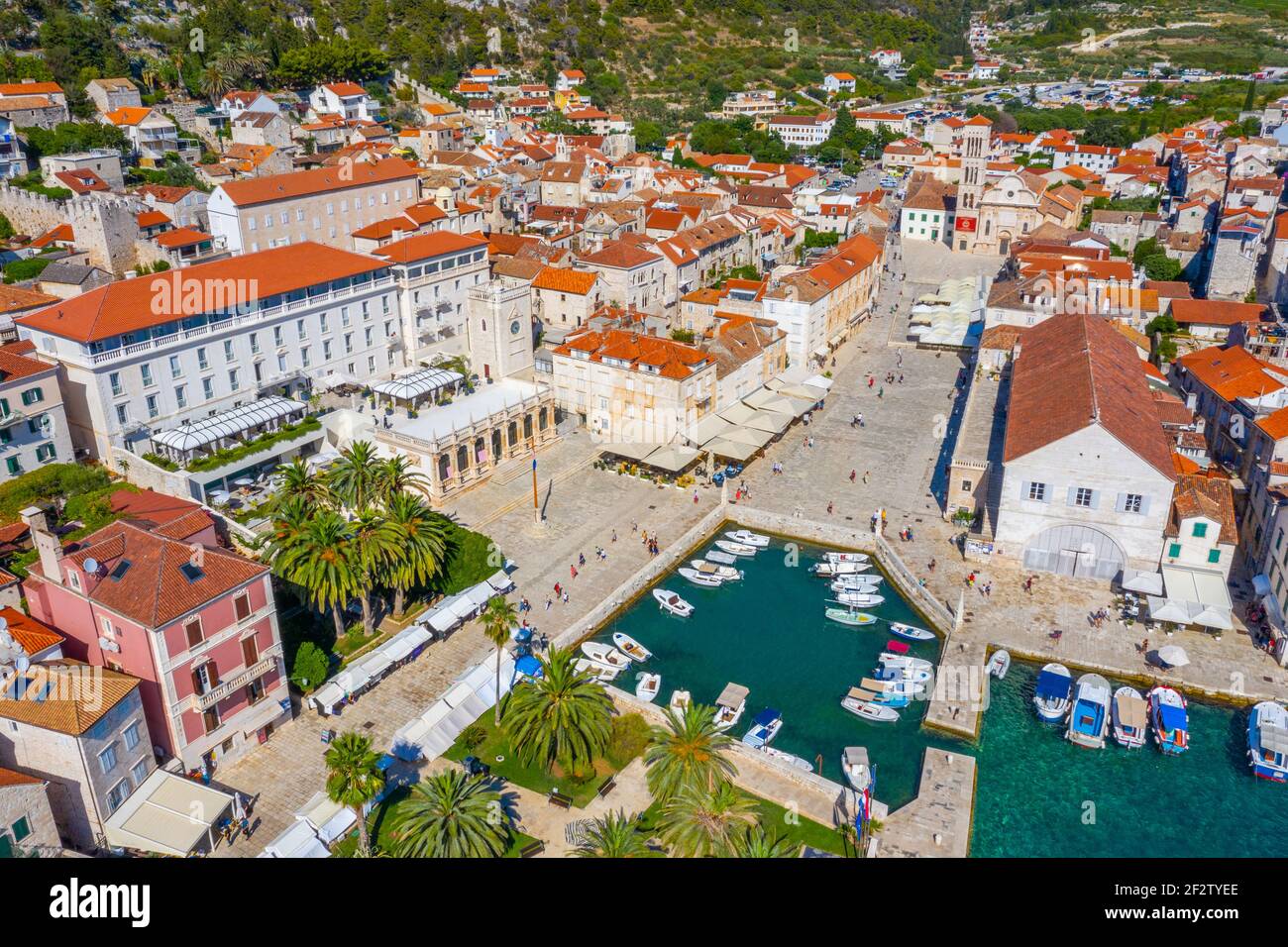 Aerial view of the old town of Hvar, Croatia Stock Photo - Alamy