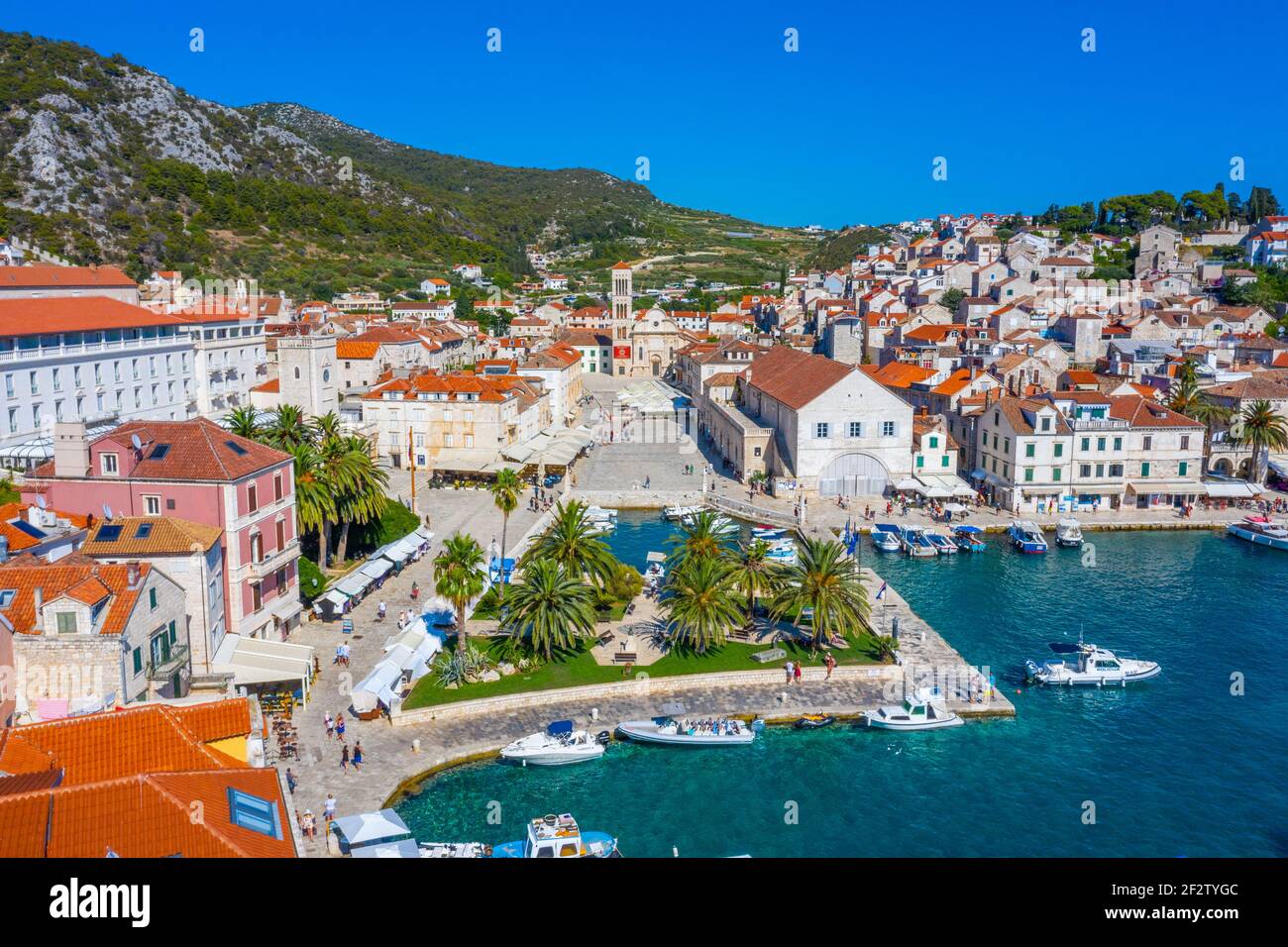 Aerial view of the old town of Hvar, Croatia Stock Photo - Alamy