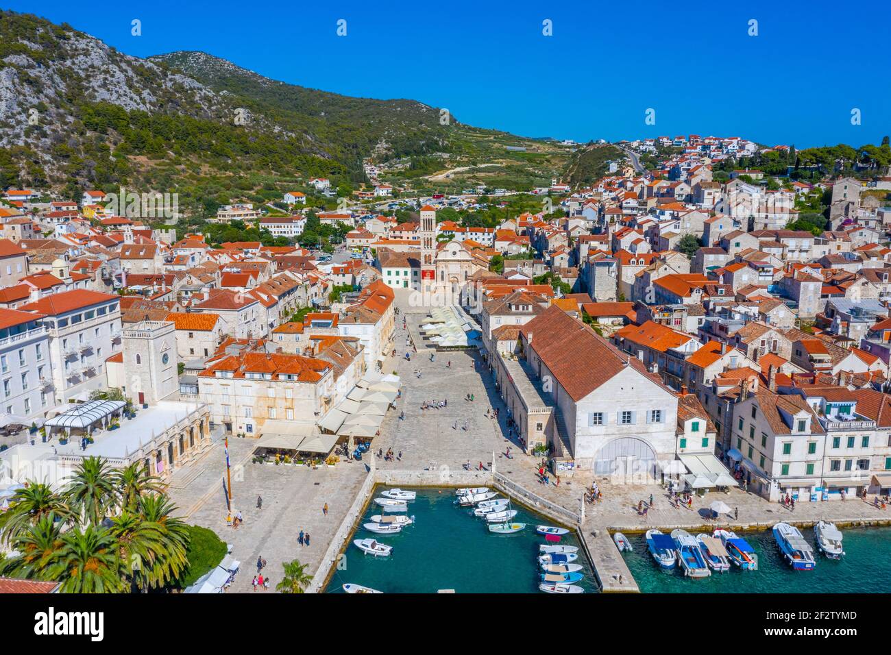 Aerial view of the old town of Hvar, Croatia Stock Photo - Alamy