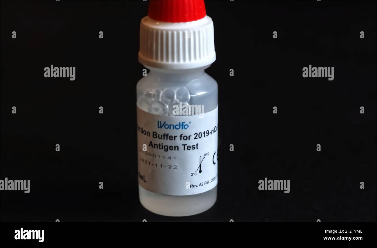 Wondfo Covid-19 or Corona Antigen Test for quick testing Stock Photo ...