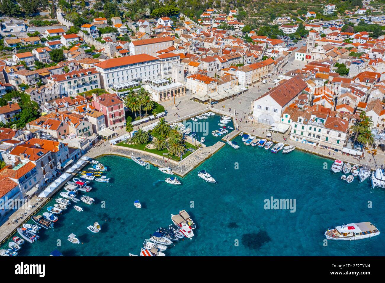 Aerial view of the old town of Hvar, Croatia Stock Photo - Alamy