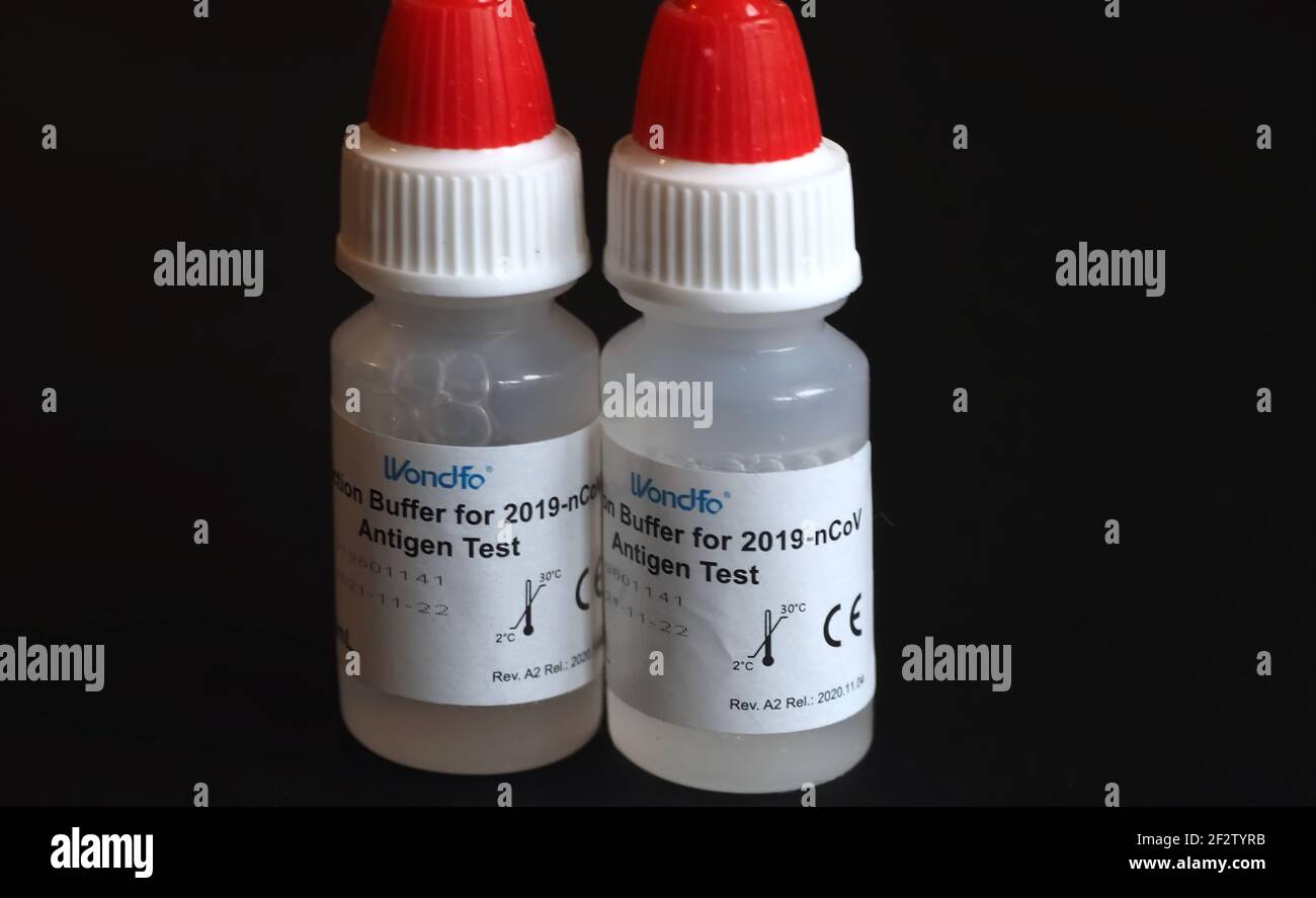 Wondfo Covid-19 or Corona Antigen Test for quick testing Stock Photo ...