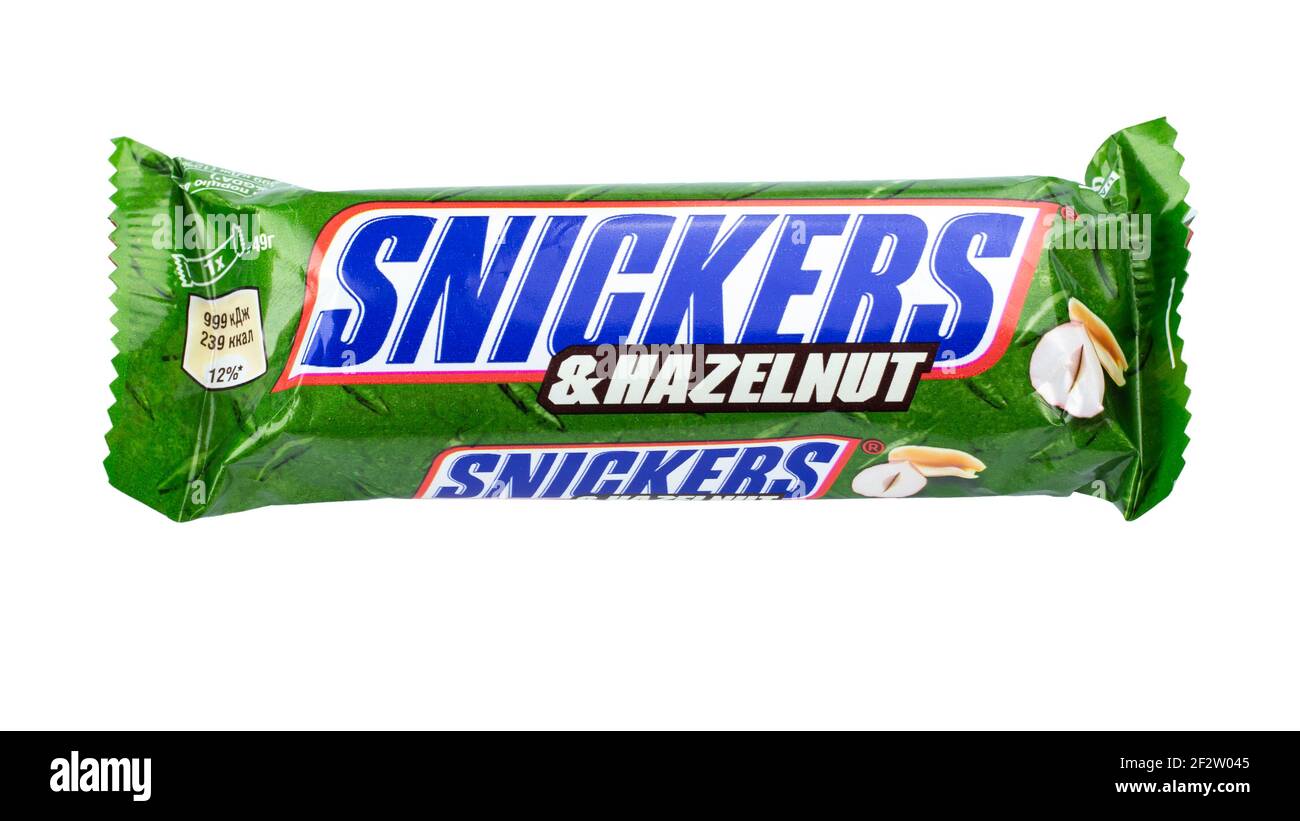 Ukraine, Kyiv - November 30. 2020: Snickers chocolate bar of sweets ...