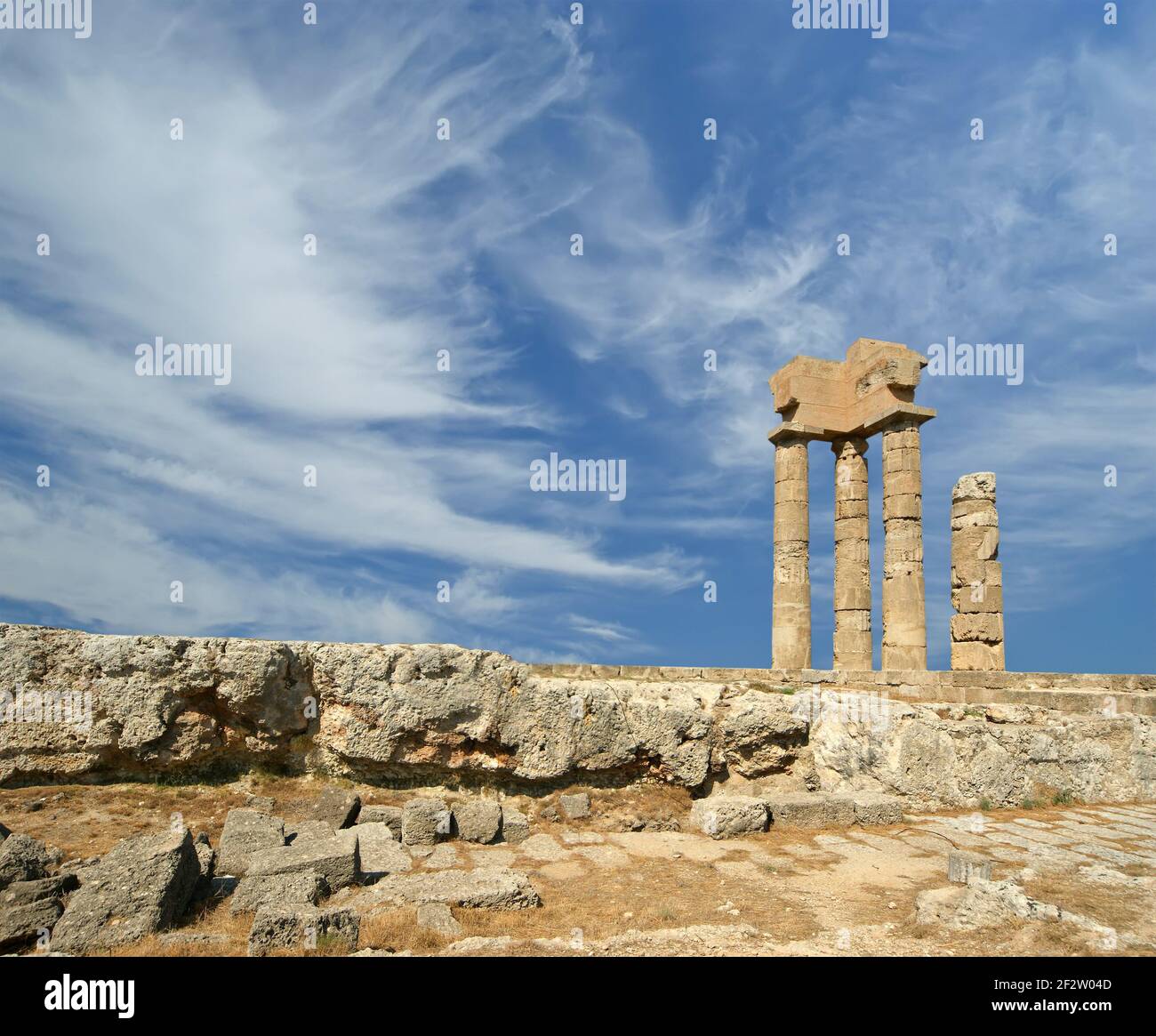 Apollo Temple at the Acropolis of Rhodes, Greece Stock Photo - Alamy