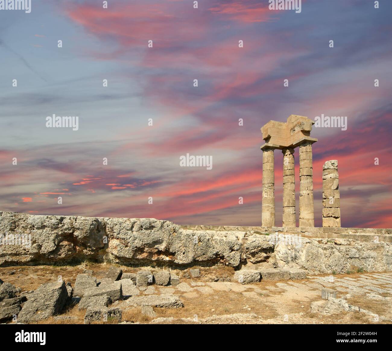 Apollo Temple at the Acropolis of Rhodes, Greece Stock Photo - Alamy