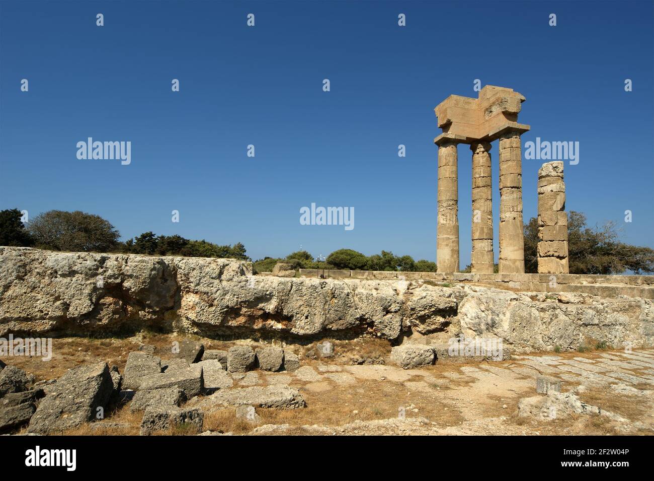 Apollo Temple at the Acropolis of Rhodes, Greece Stock Photo - Alamy