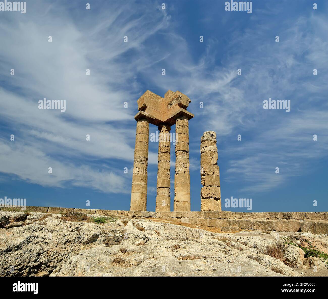 Apollo Temple at the Acropolis of Rhodes, Greece Stock Photo - Alamy