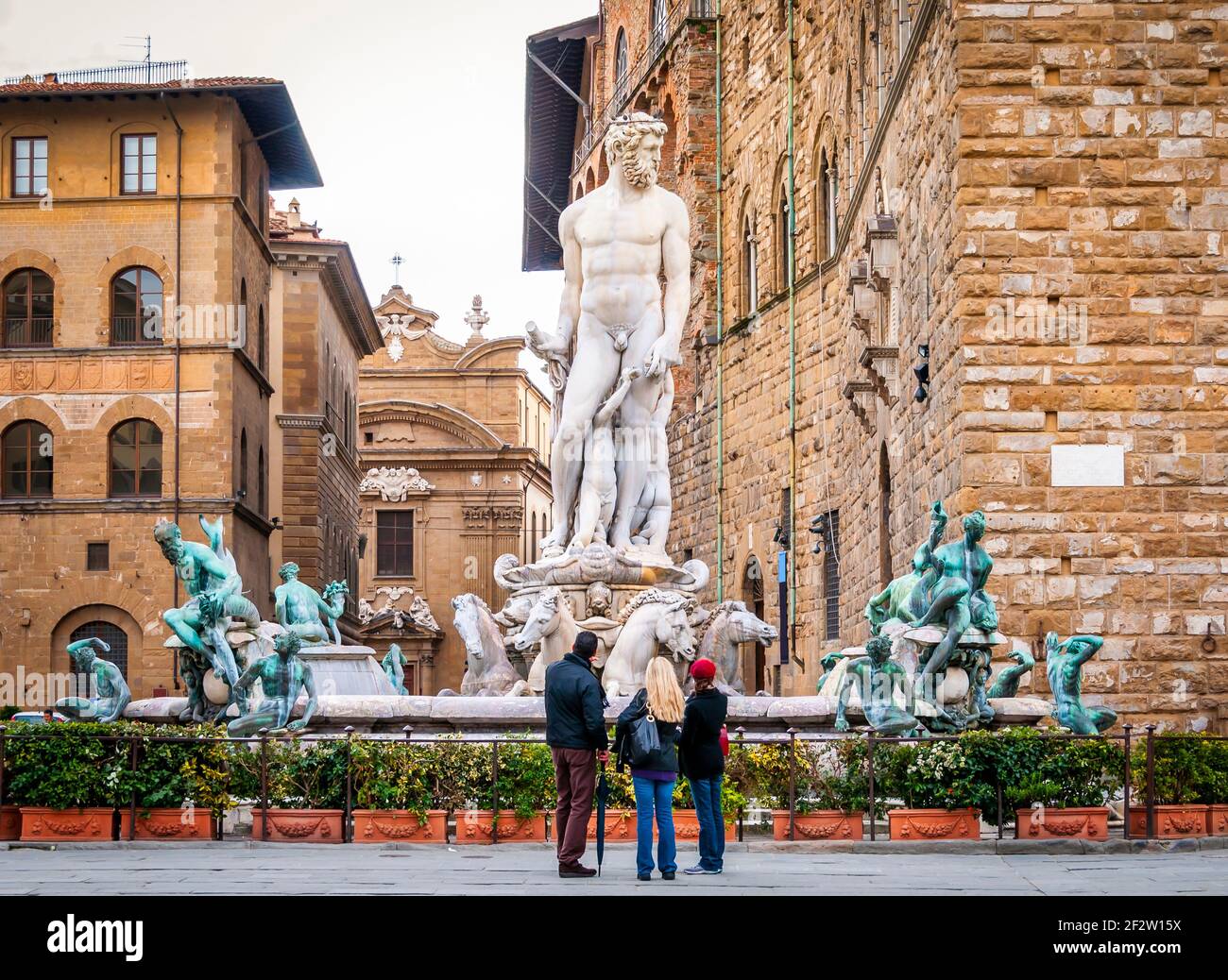 The fountain of Neptune Piazza della Signoria in Florence in Tuscany ...