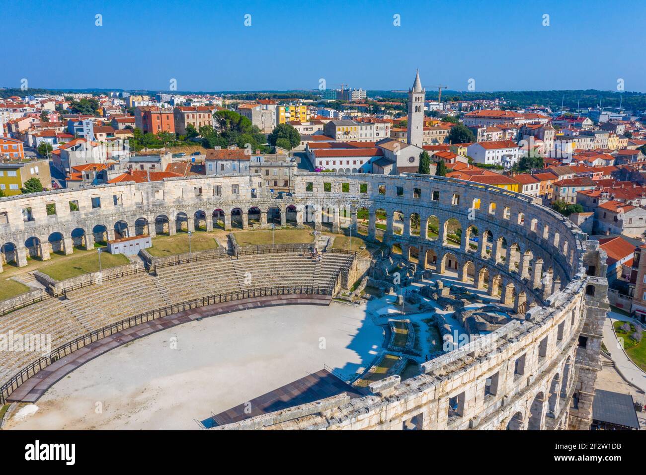 View of Roman Amphitheater in Pula, Croatia Stock Photo - Alamy