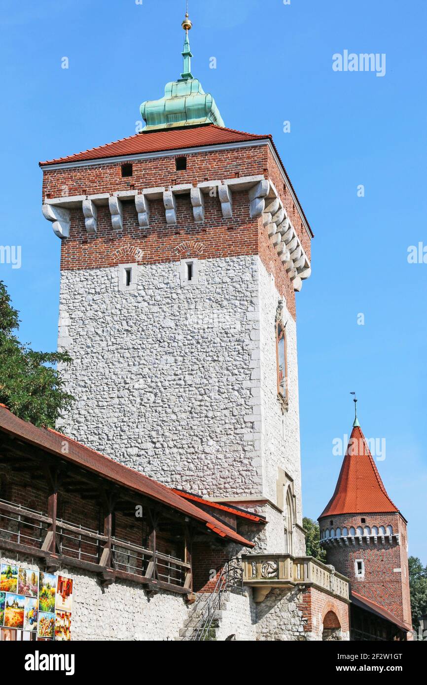 Gothic architecture krakow old town st florians gate hi-res stock ...