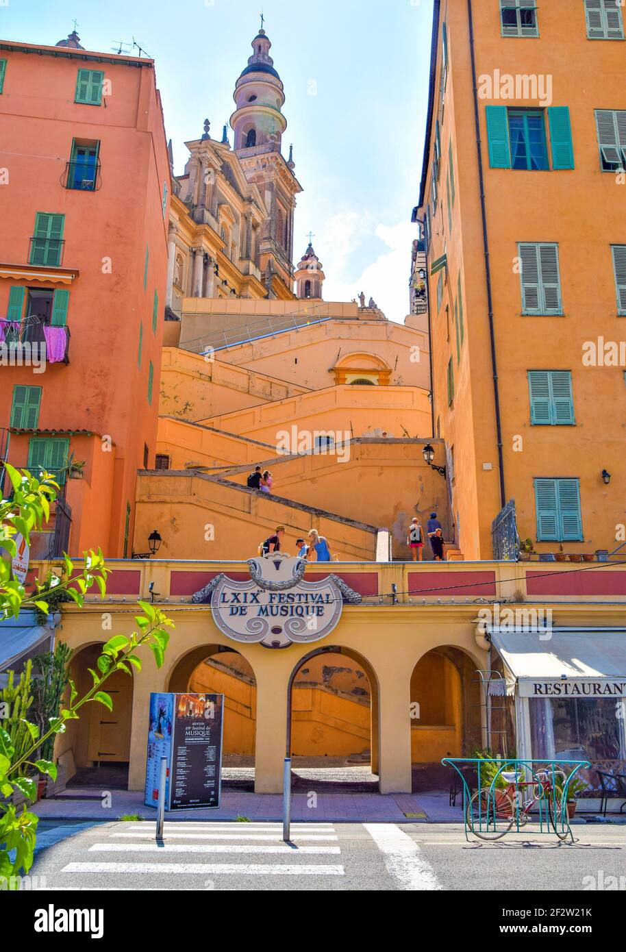 Old Town steps, Menton, South of France Stock Photo - Alamy