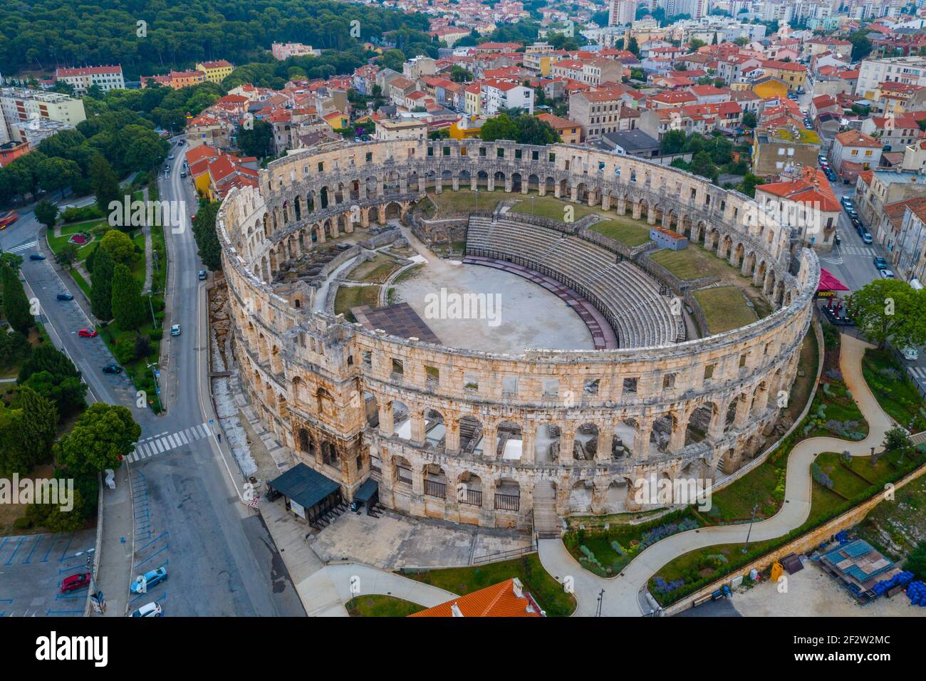 View of Roman Amphitheater in Pula, Croatia Stock Photo - Alamy