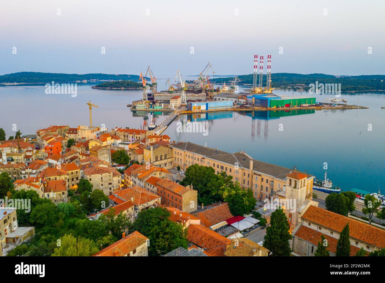 Sunrise aerial view of Croatian town Pula Stock Photo - Alamy