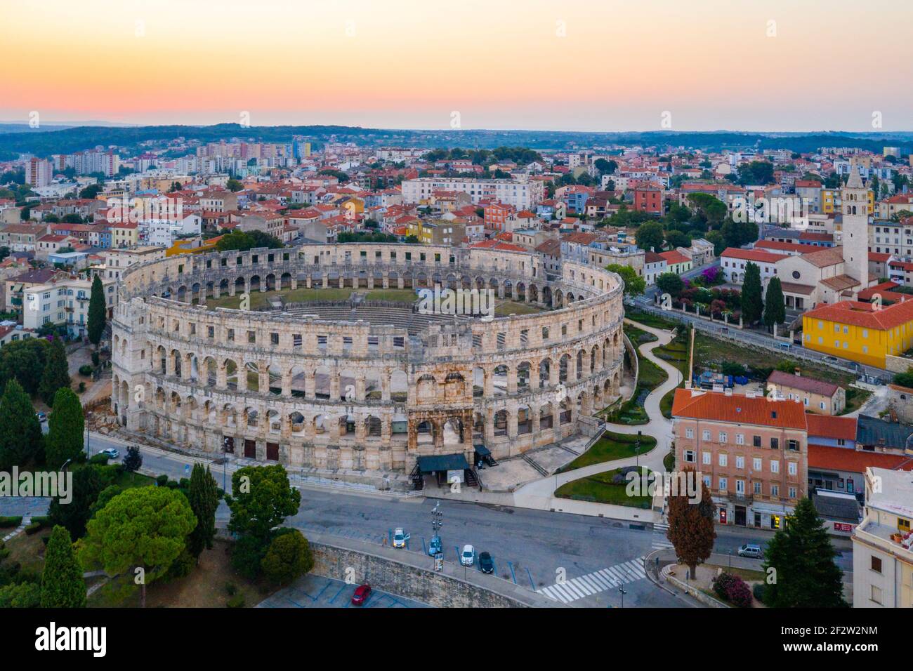 View of Roman Amphitheater in Pula, Croatia Stock Photo - Alamy