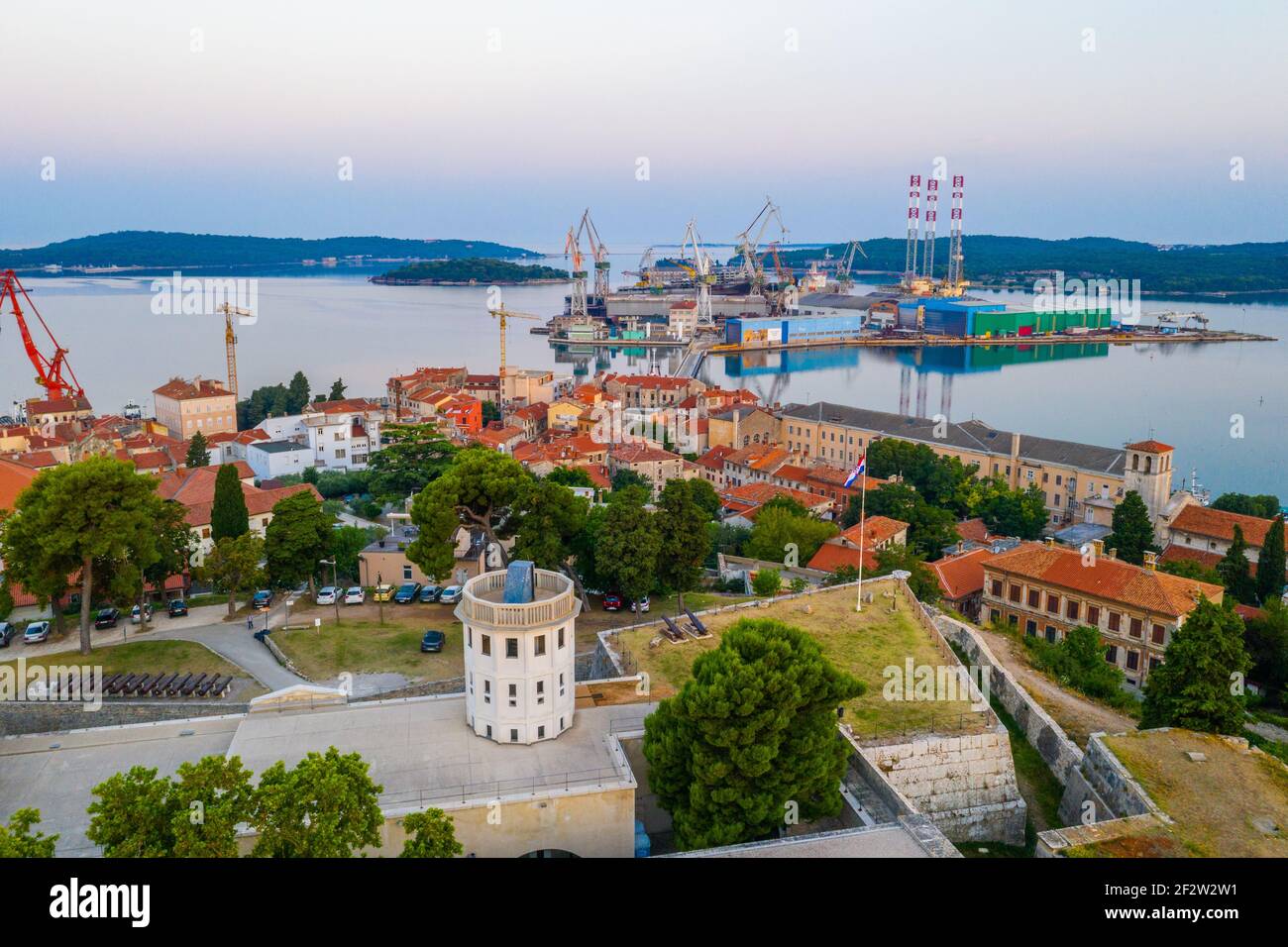 Panorama of Croatian town Pula Stock Photo - Alamy