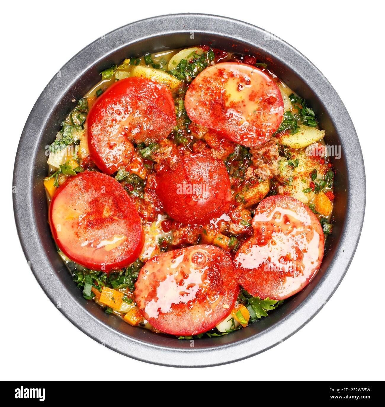 Traditional tomato, fish and cheese casserole. Italian healthy food ...