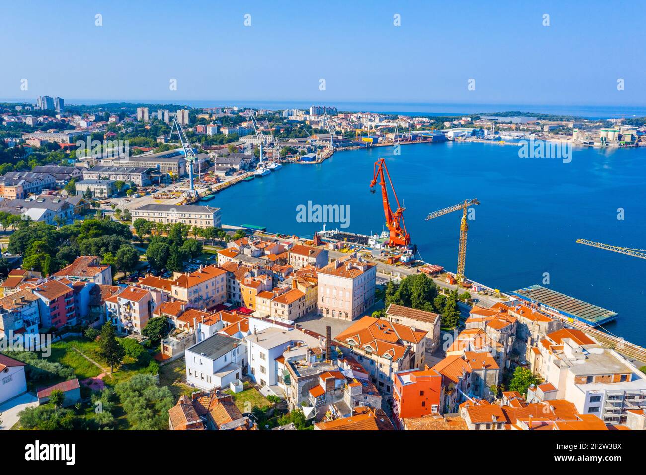 Aerial view of industrial port in Pula, Croatia Stock Photo - Alamy