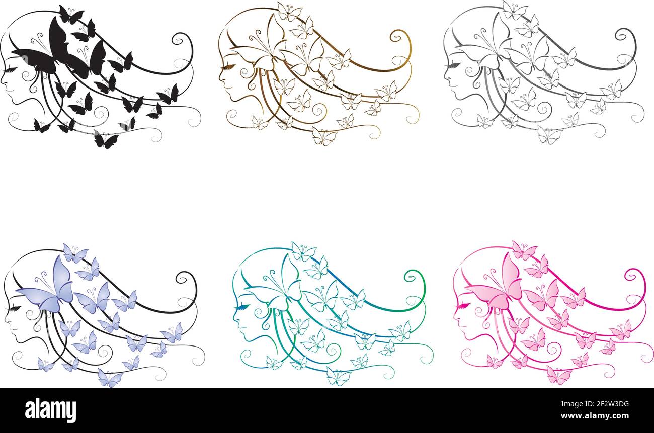 vector drawing beauty with long hair Stock Vector Image & Art - Alamy