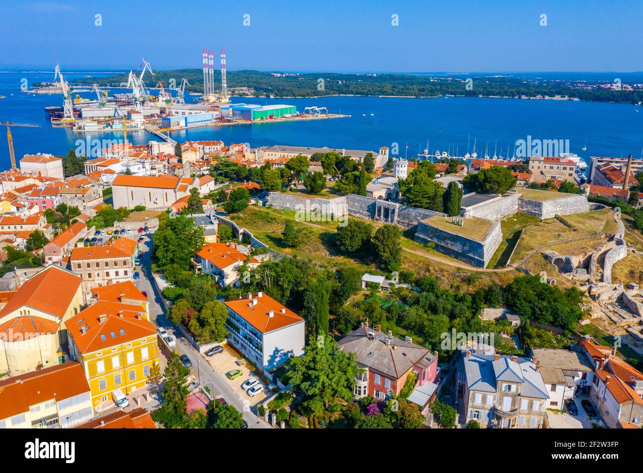 Panorama of Croatian town Pula Stock Photo - Alamy