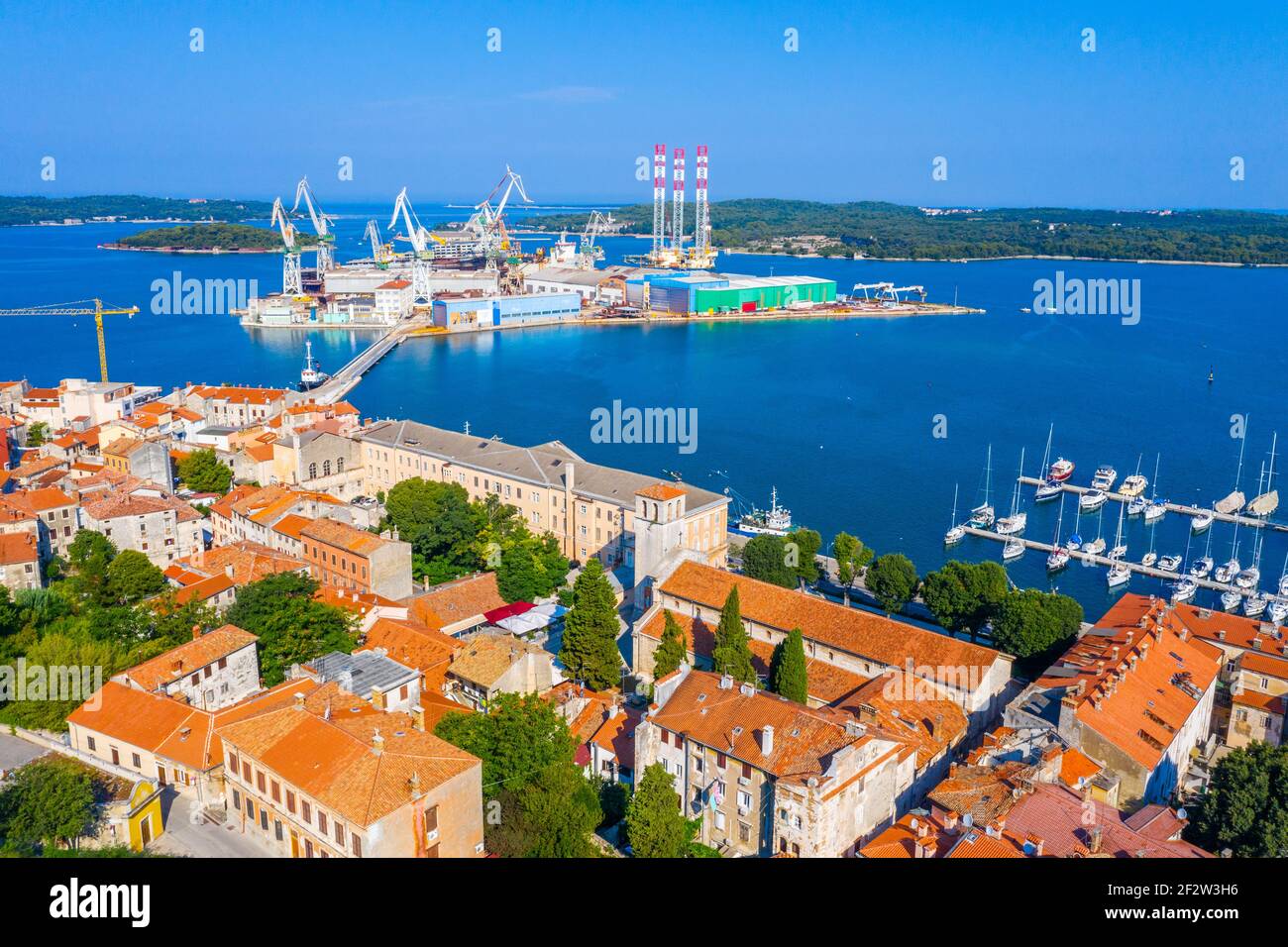 Cityscape of industrial port in Pula, Croatia Stock Photo - Alamy