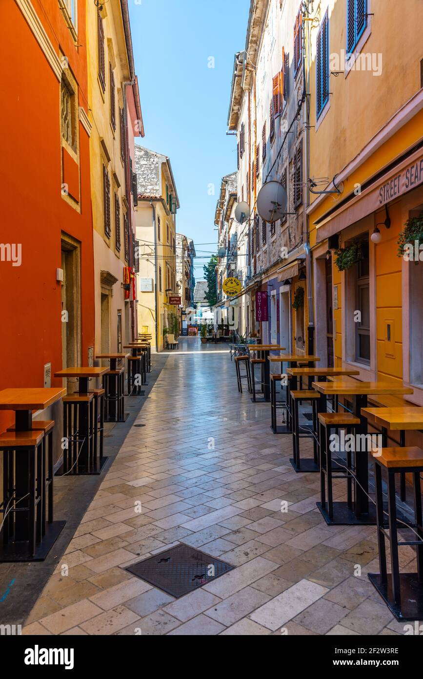 Sunrise view of a pedestrian street in Pula, Croatia Stock Photo - Alamy