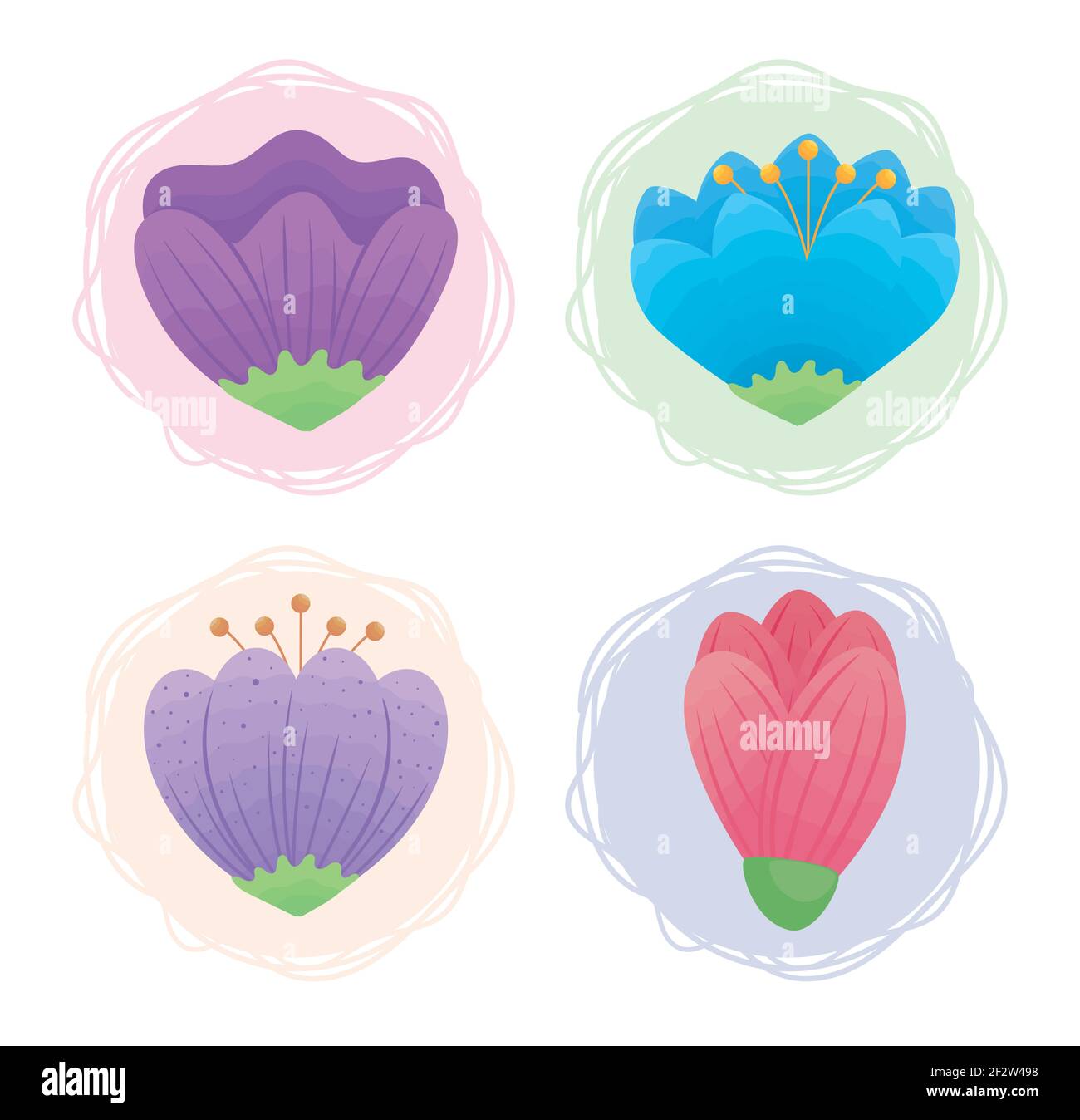 four flowers nature Stock Vector Image & Art - Alamy