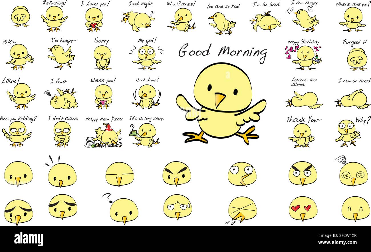 Vector cartoon chick emoji set Stock Vector Image & Art - Alamy