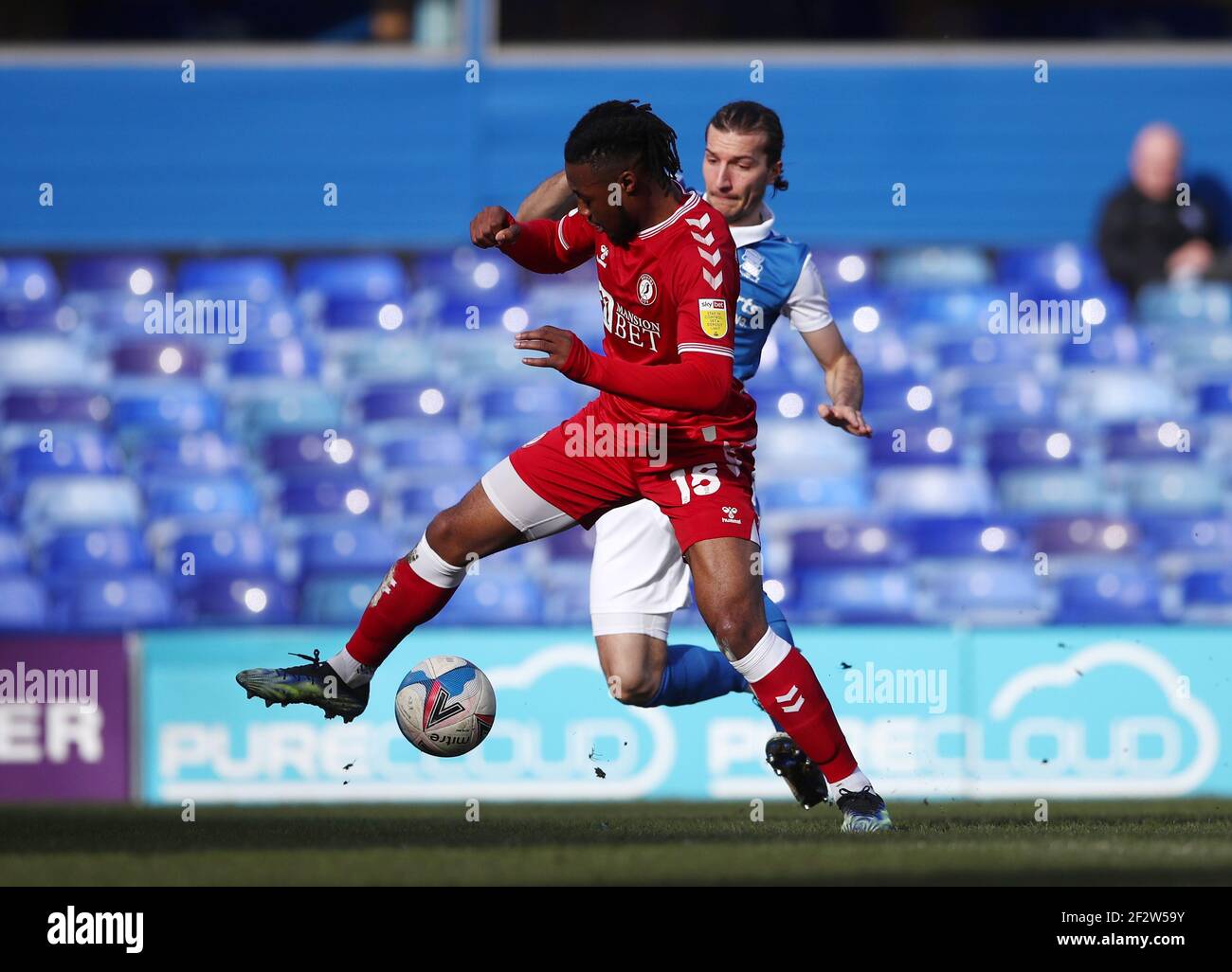 Birmingham City's Ivan Sunjic and Bristol City's Antoine Semenyo battle ...