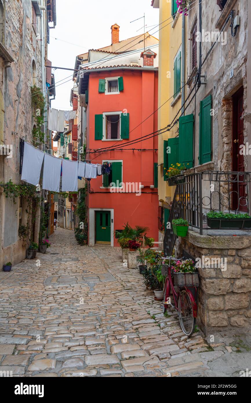 View of a pedestrian street in Rovinj, Croatia Stock Photo - Alamy